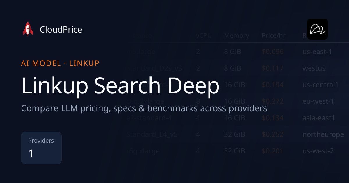 Linkup Search Deep pricing & specs — Linkup | CloudPrice