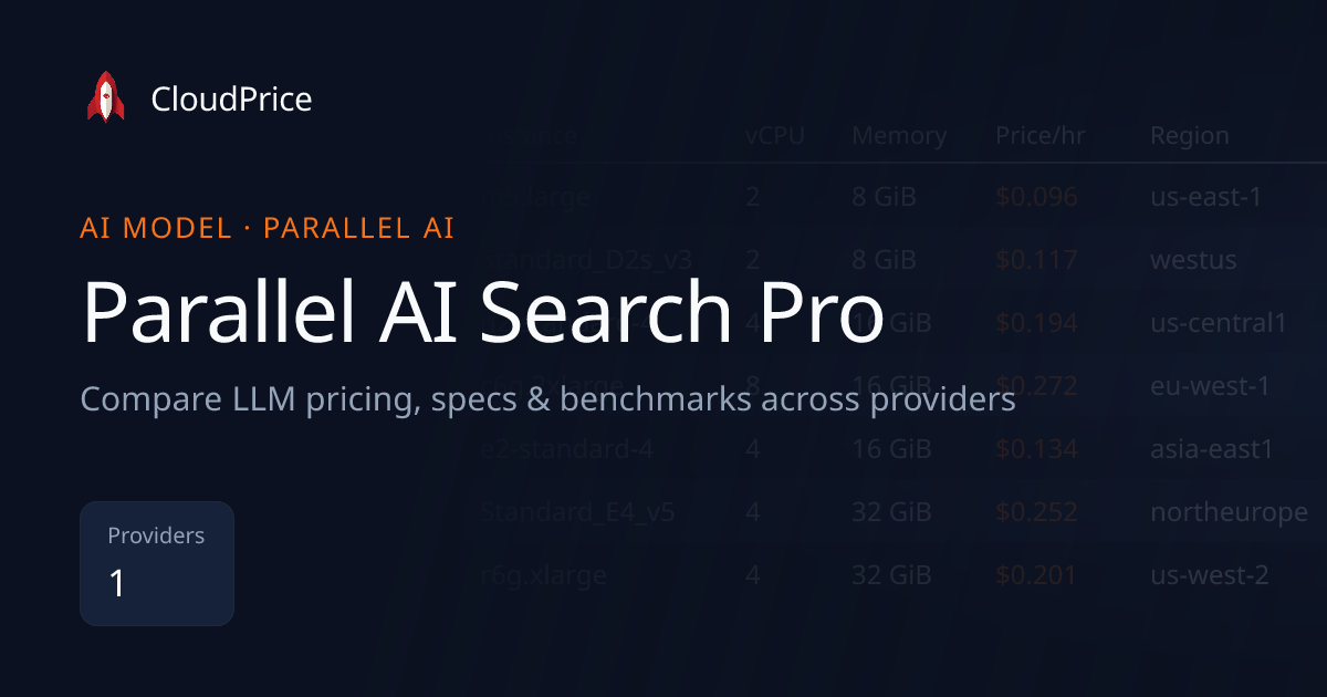 Parallel AI Search Pro pricing & specs — Parallel AI | CloudPrice